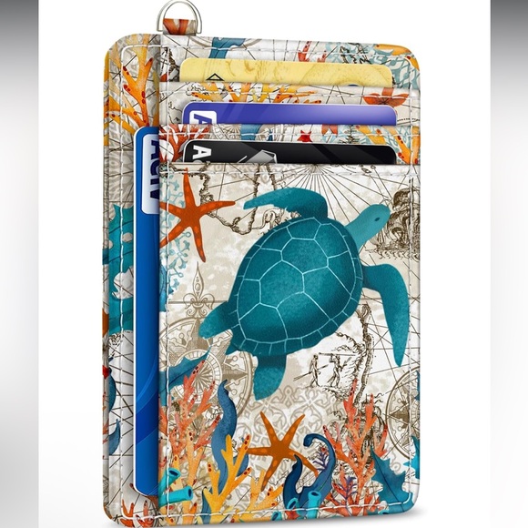 Accessories | Colorful Sea Turtle Rfid Card Holder | Poshmark
